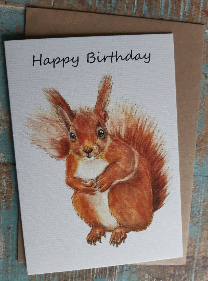 Happy Birthday SQUIRREL Greetings Card RED SQUIRREL Nature Wildlife - Etsy