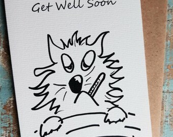 GET WELL SOON Greetings Card-animal Card dog funny get Well Soon - Etsy