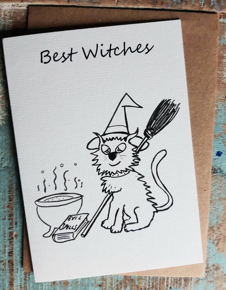 BEST WITCHES- Greetings Card-animal Card-funny -happy Halloween-witch ...