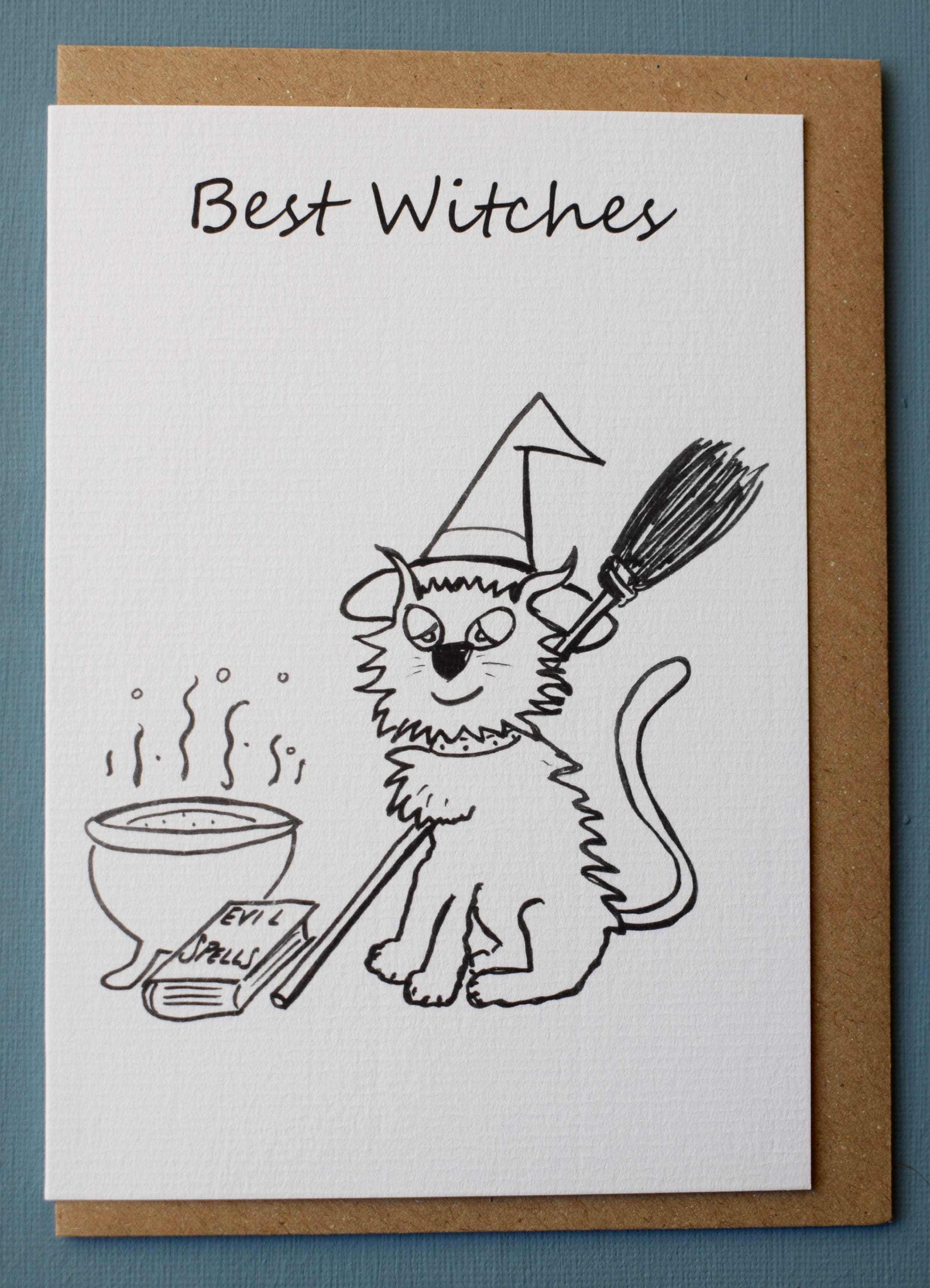 BEST WITCHES- Greetings Card-animal Card-funny -happy Halloween-witch ...