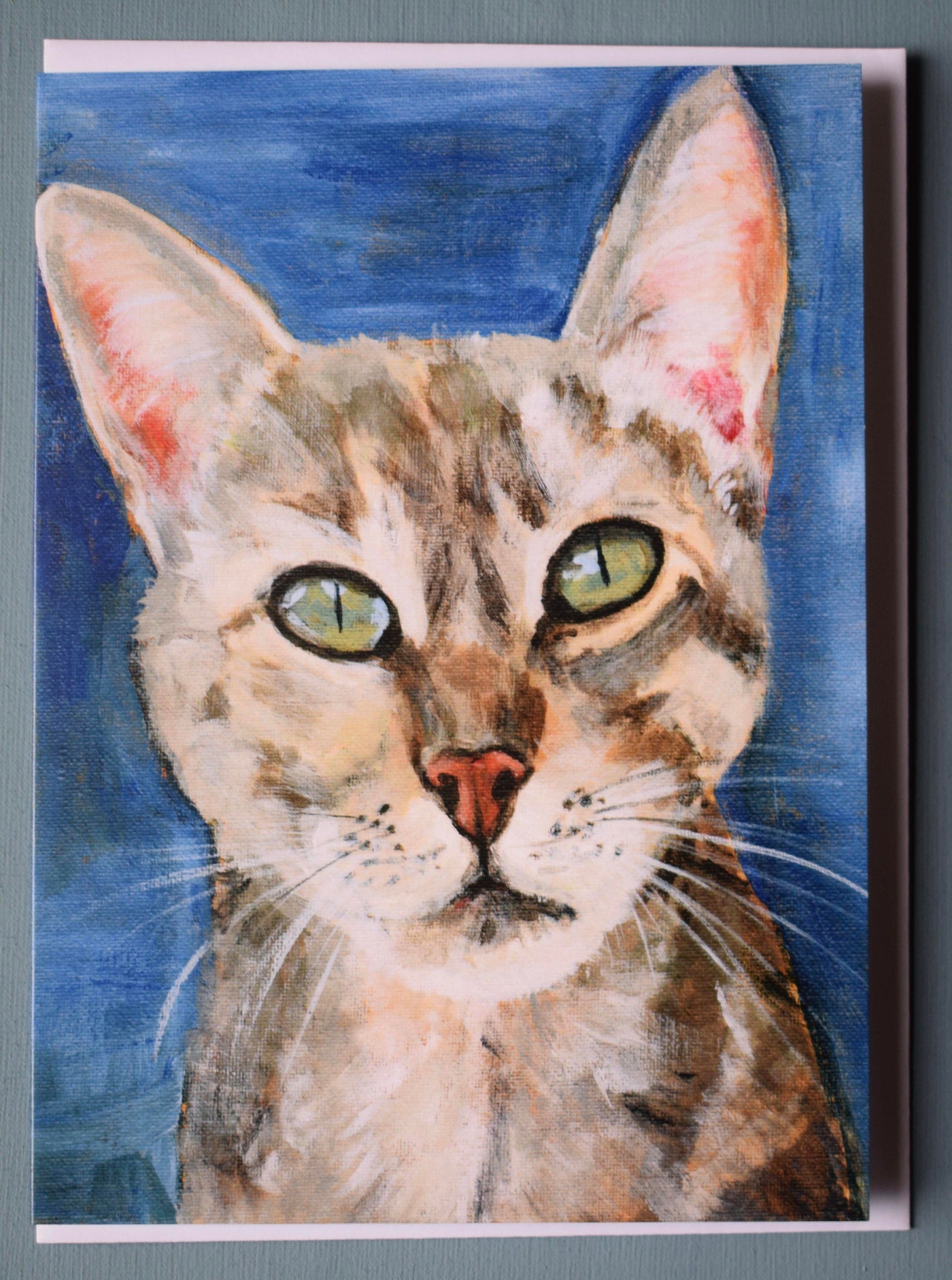 TABBY CAT Blank Greetings Card From Original Acrylic Artwork by Sara ...