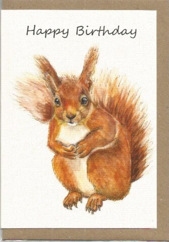 Happy Birthday SQUIRREL Greetings Card RED SQUIRREL Nature Wildlife - Etsy
