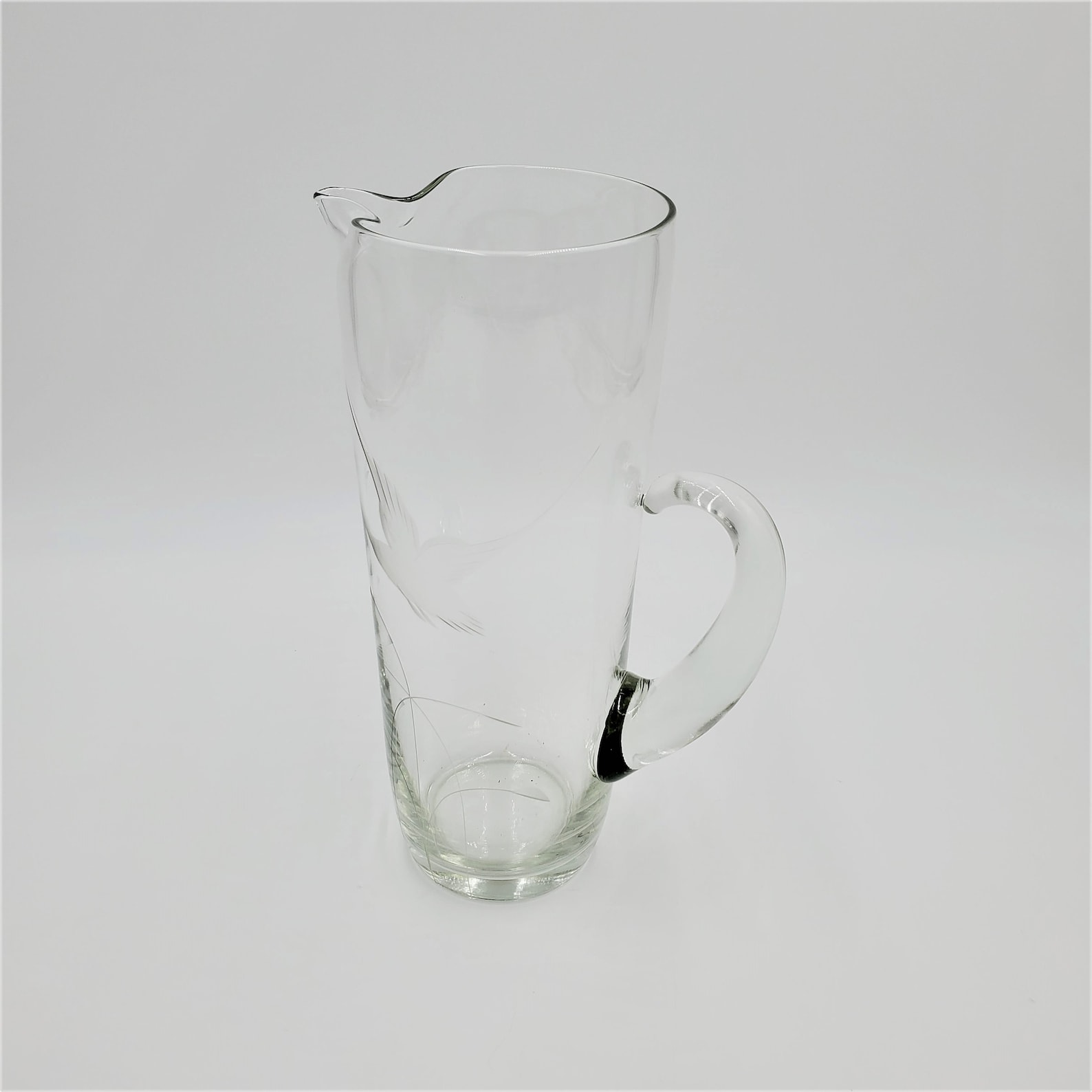 Vintage Etched Crystal Pitcher With Duck and Cattails - Etsy