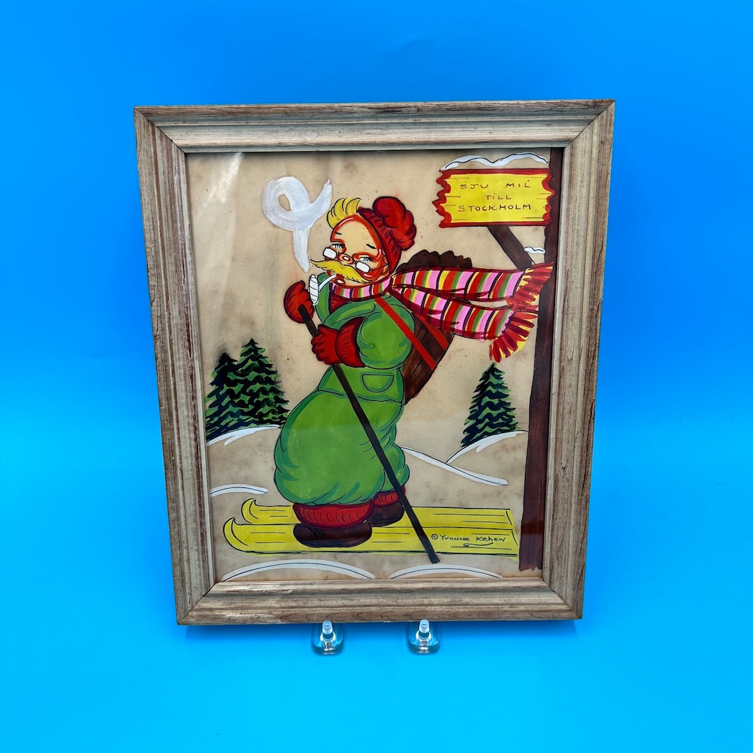 Folk Art Watercolor Print by Yvonne Kehew Seven Miles to Stockholm - Etsy