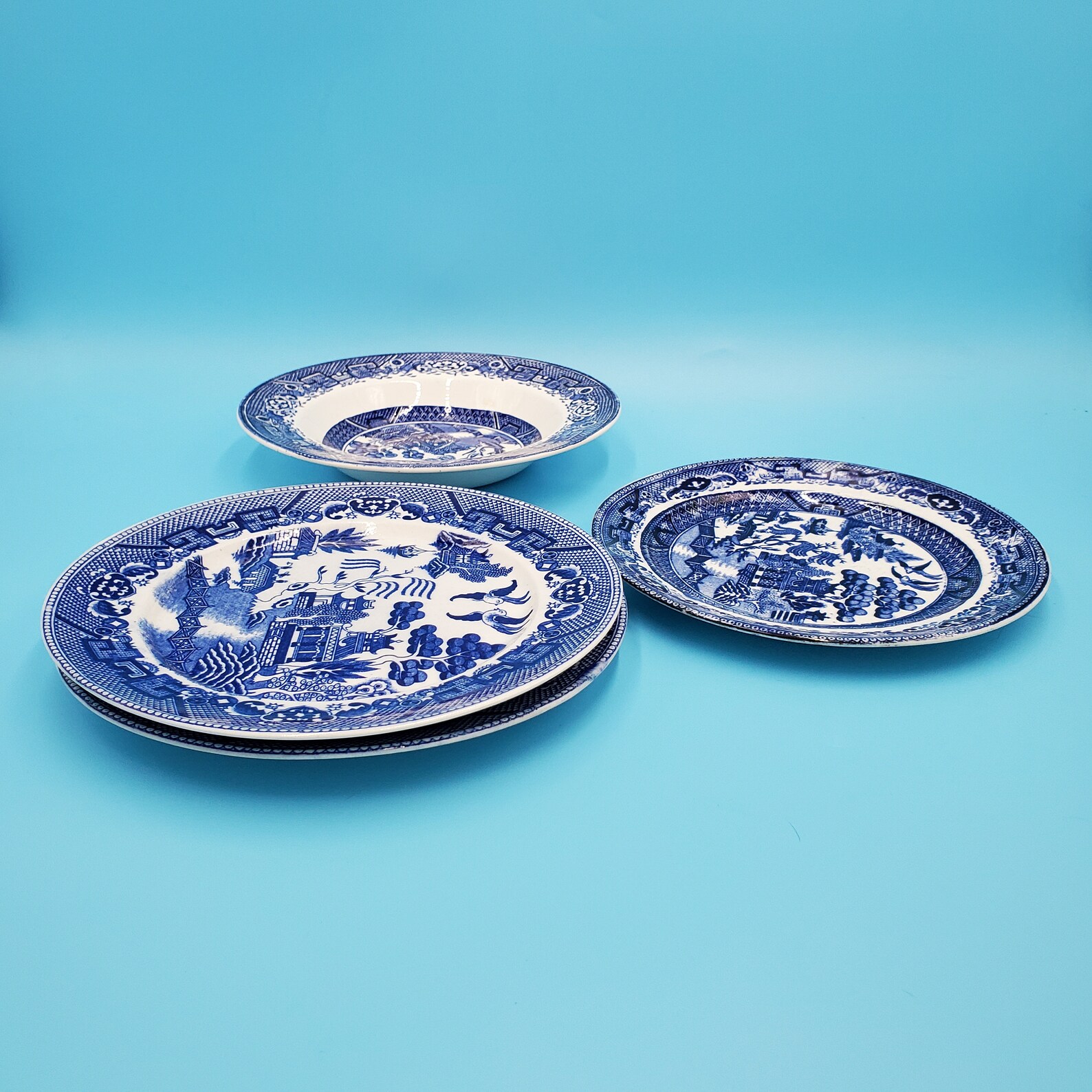 Old Willow Pattern Plates Desert Plate and Bowl Vintage Old | Etsy