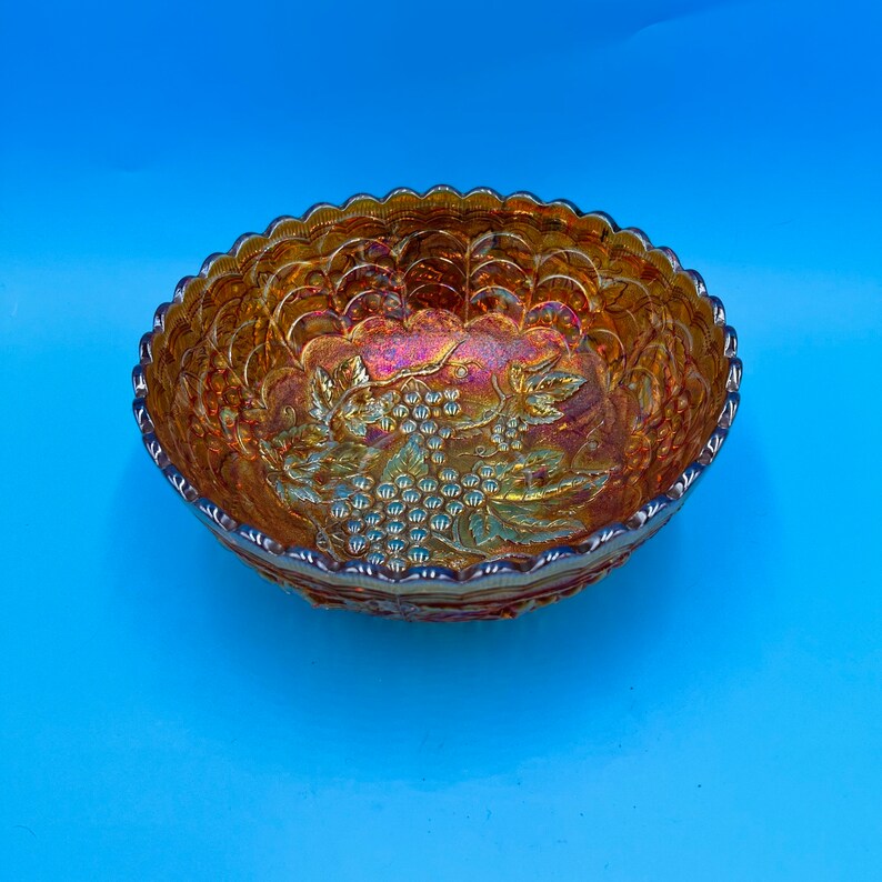 Imperial Glass Grape Pattern Carnival Glass Bowl - Etsy