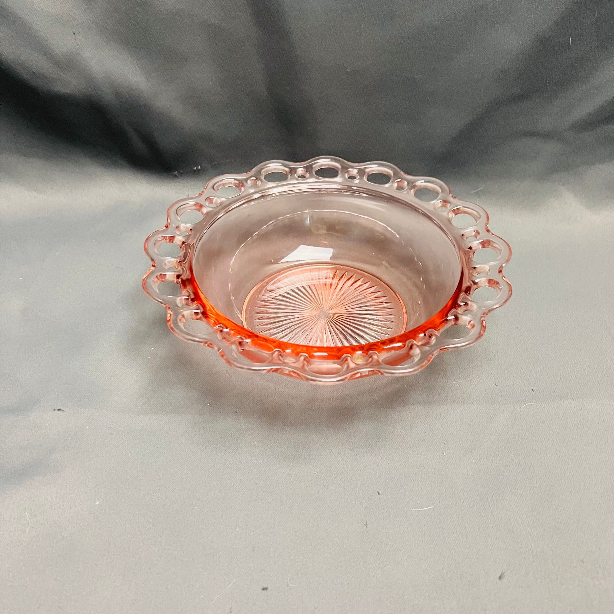 Open Lace Pink Depression Glass Bowl by Anchor Hocking - Etsy