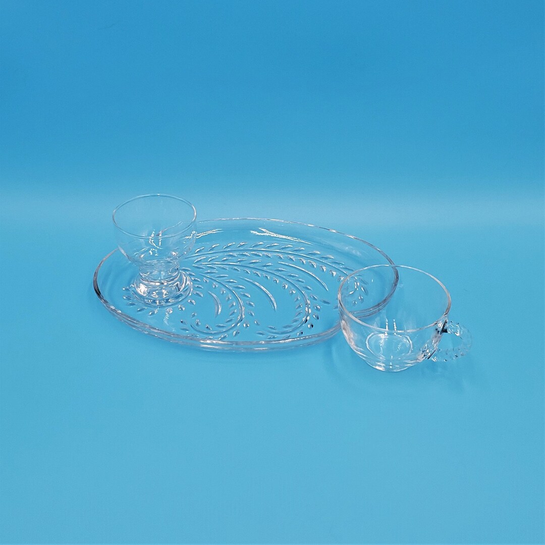 Federal Glass Company Snack Master Set; Vintage Snack Set; Glass Snack ...