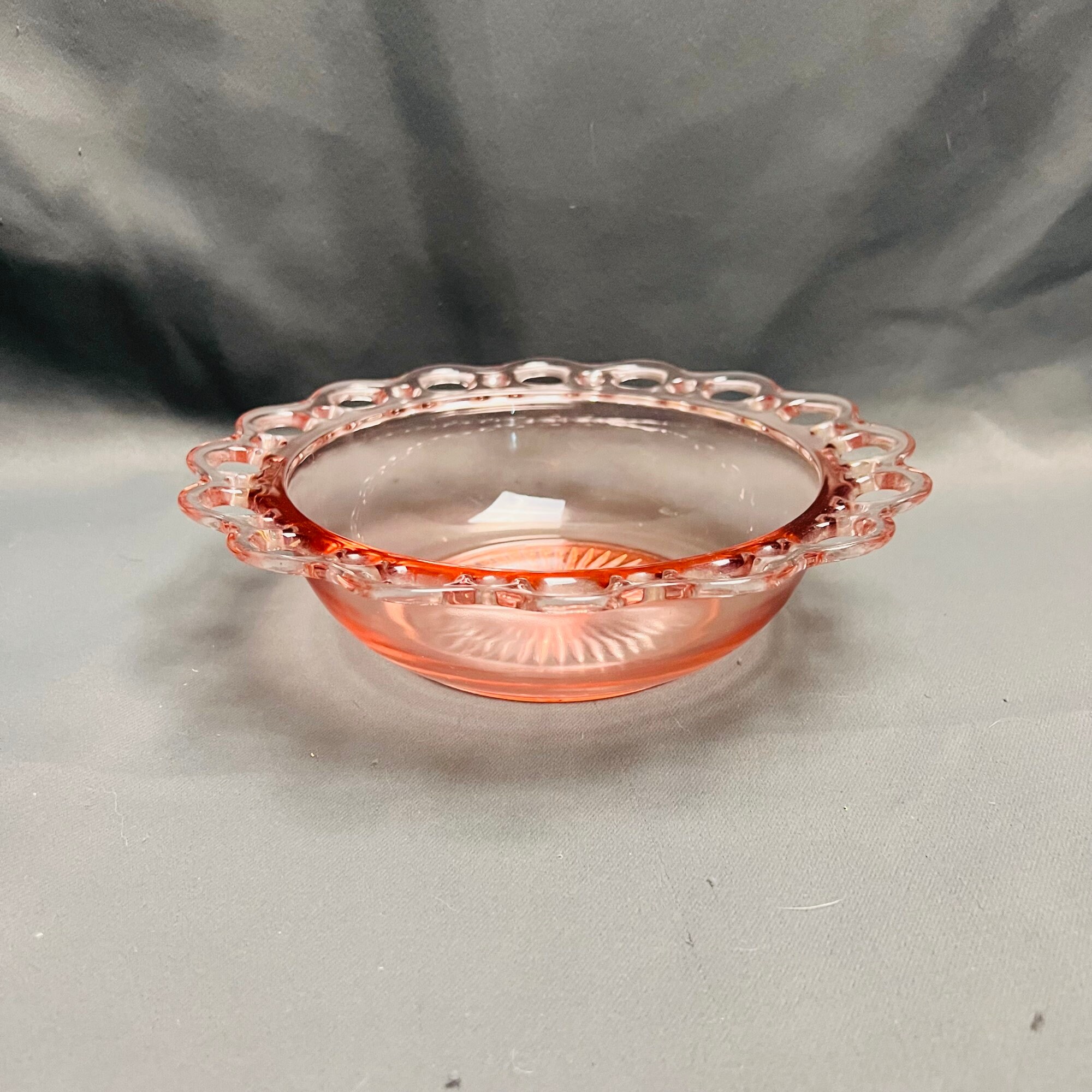 Open Lace Pink Depression Glass Bowl by Anchor Hocking - Etsy