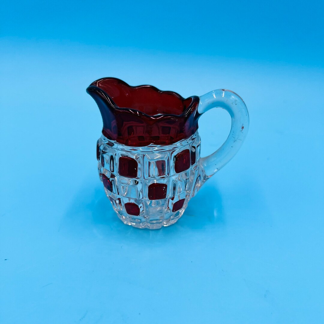 Red Block Ruby Red Creamer by US Glass EAPG Red Flash Creamer - Etsy