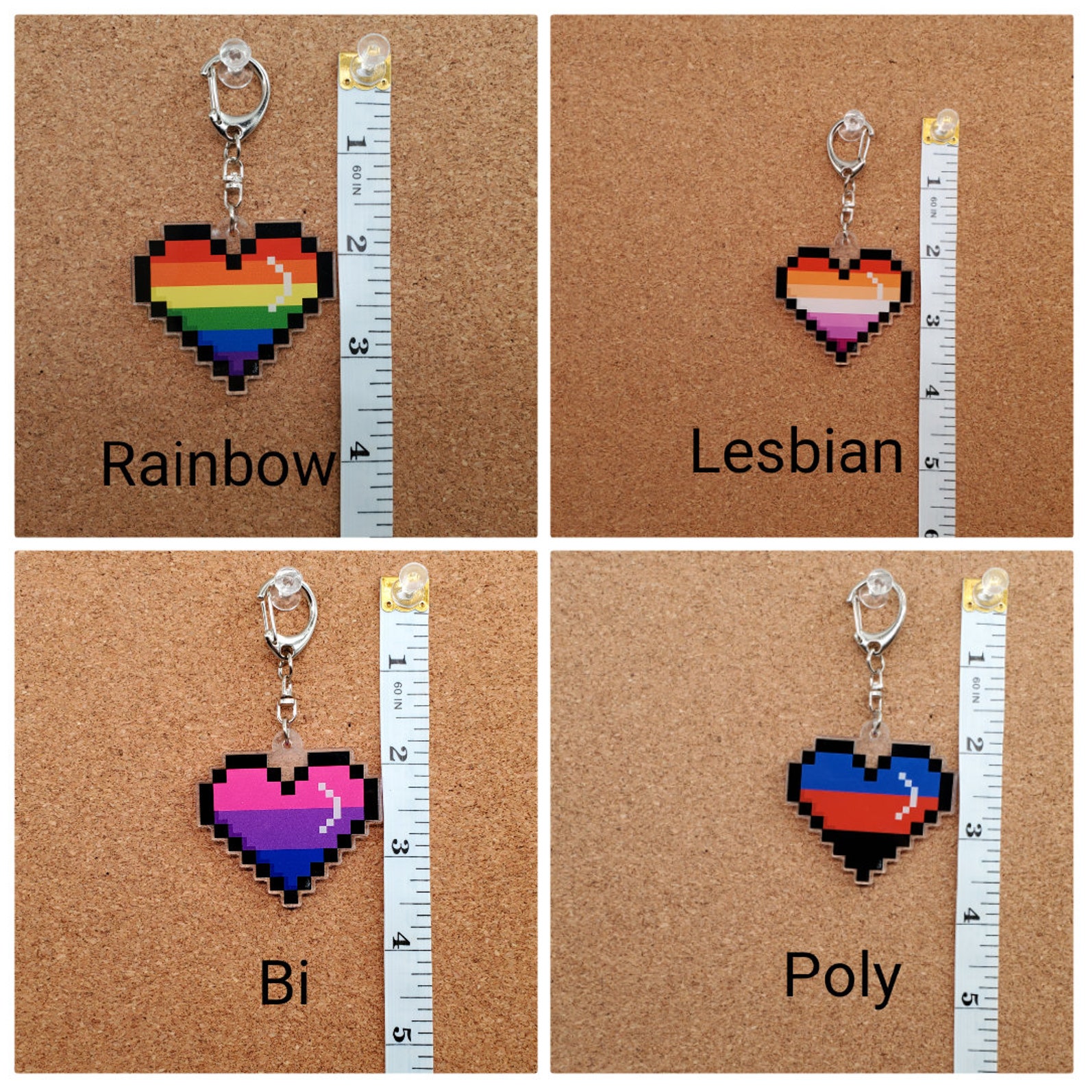 Pixel Pride Heart Acrylic Keychain | Etsy