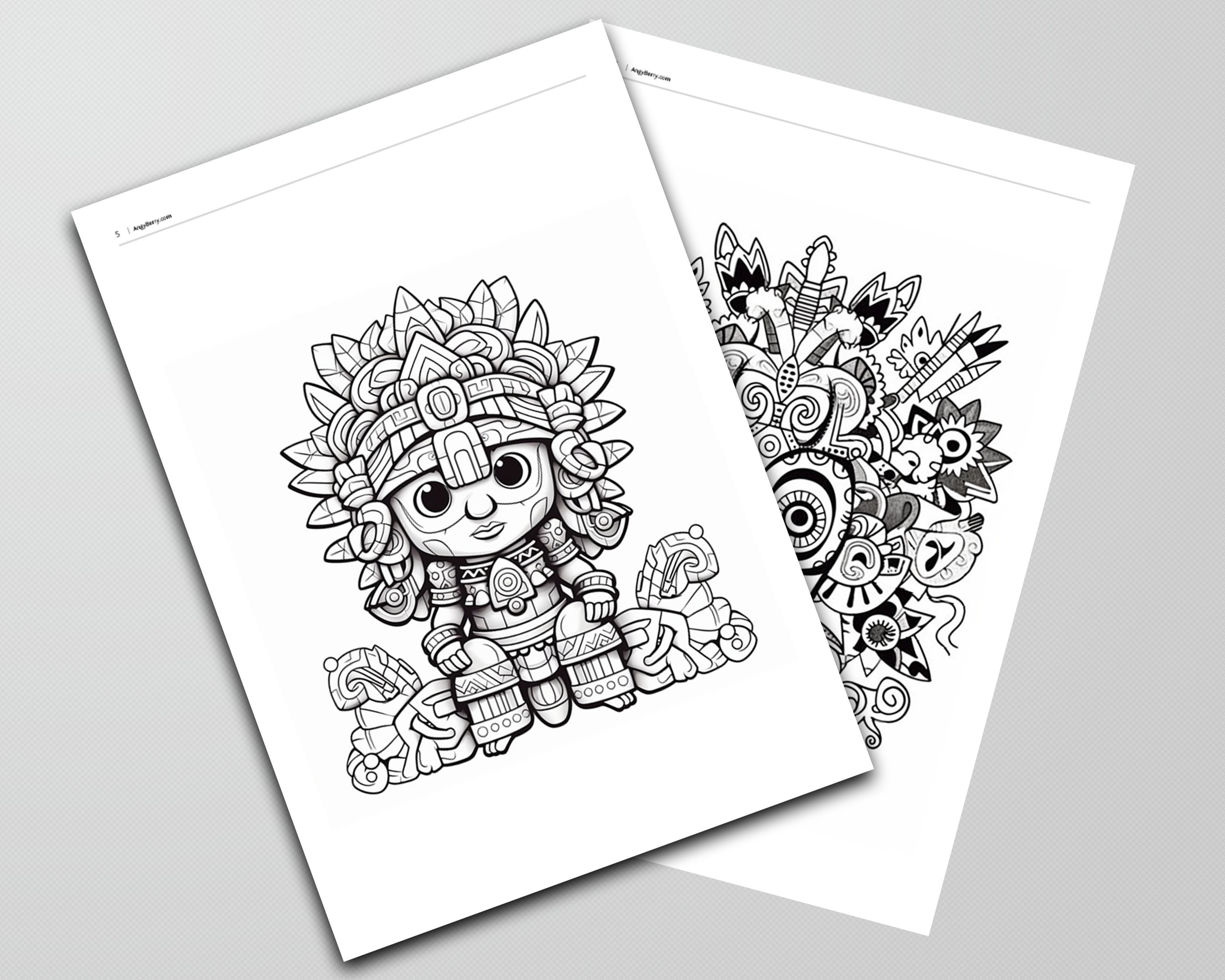 Mayan and Aztec Marvels: A Coloring Book Inspired by Ancient ...
