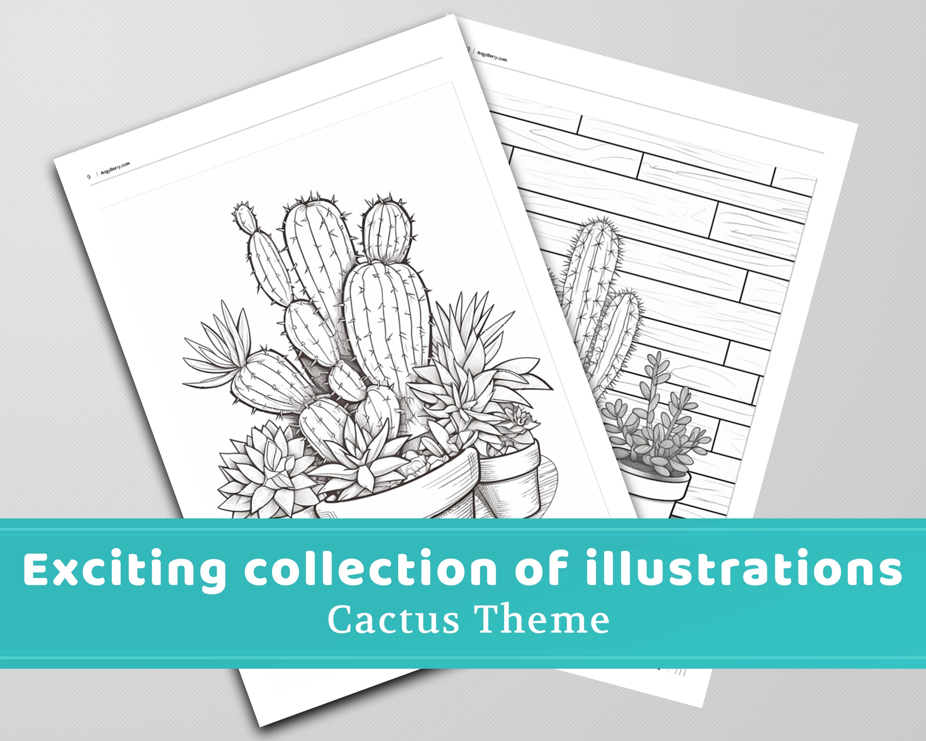 Colors of the Desert: A Cactus-themed Printable Coloring Book 50 Pages ...