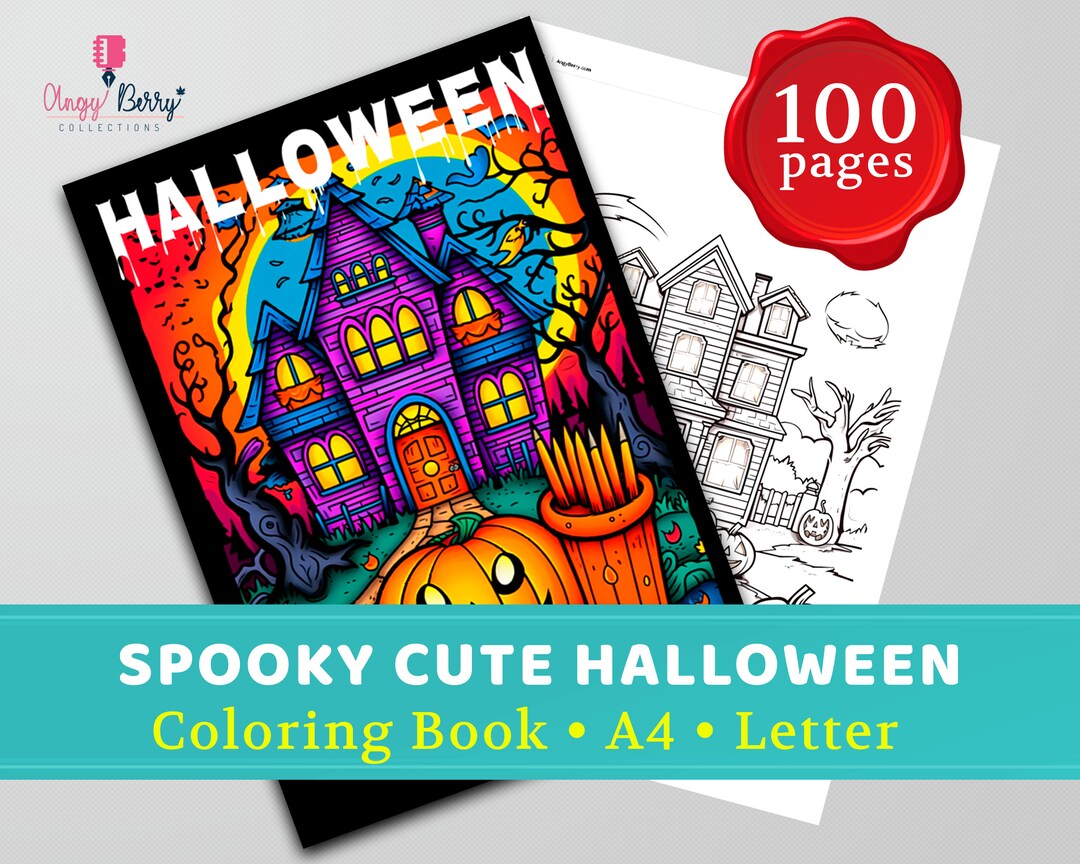 Spooky Cute Halloween Coloring Book 100 Pages Printable A4, Letter ...