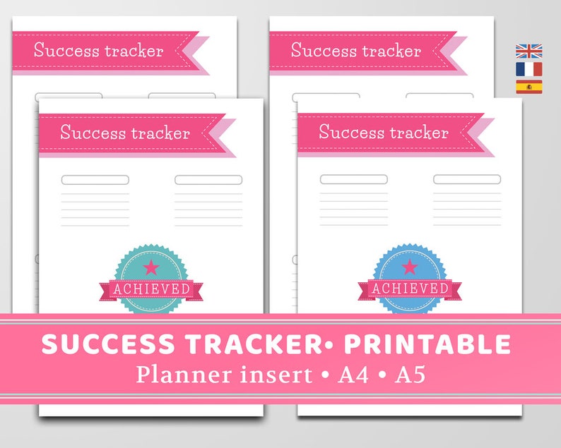 Success Tracker Printable Planner Insert A5, A4 Colourful Multi ...