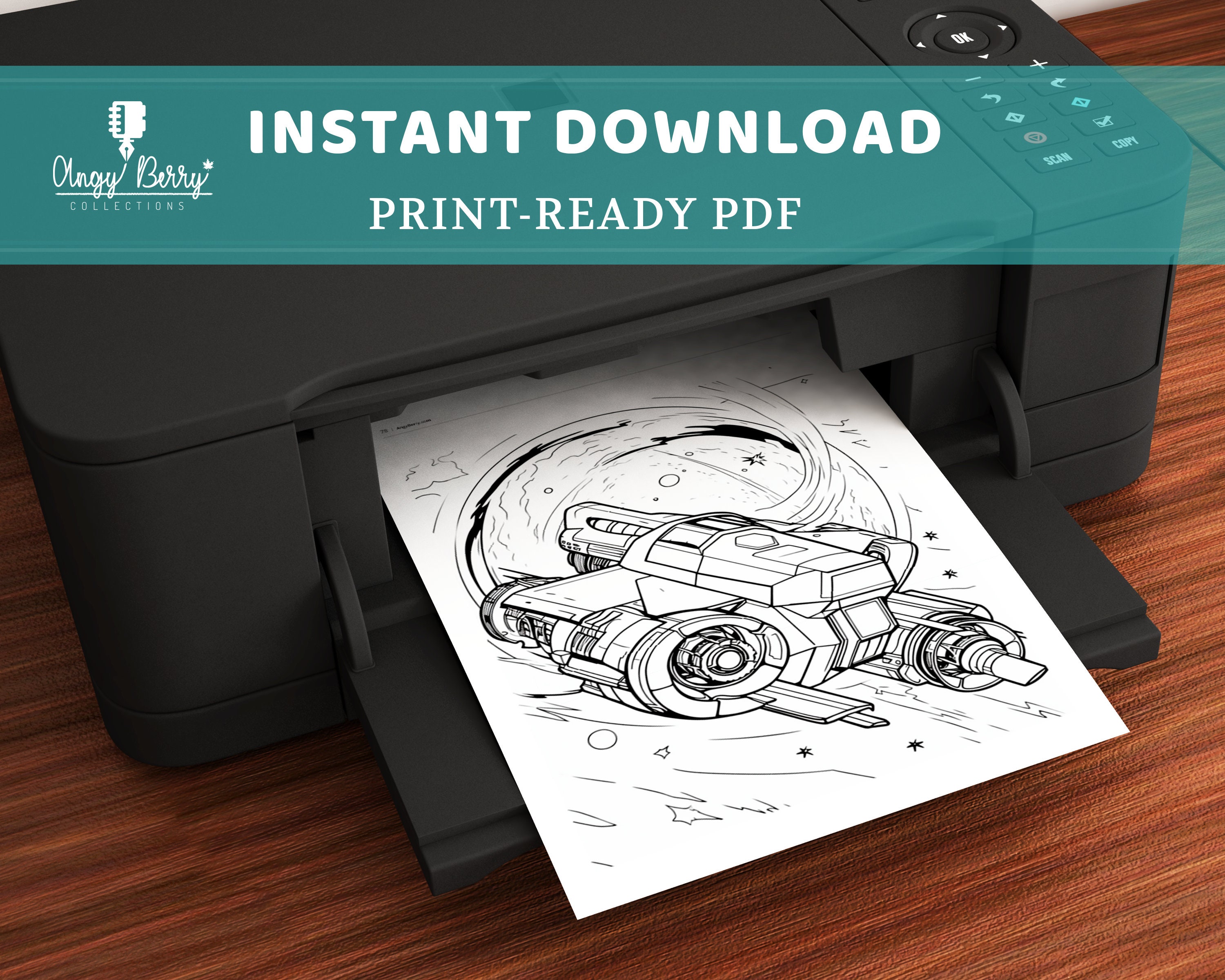 Journey Through the Space Coloring Book 100 Pages, Printable, All Ages ...