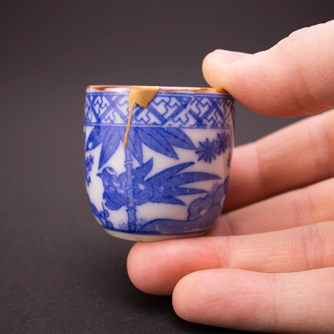 Kintsugi Repaired Antique Sake Cup Nozoki-choko. - Etsy