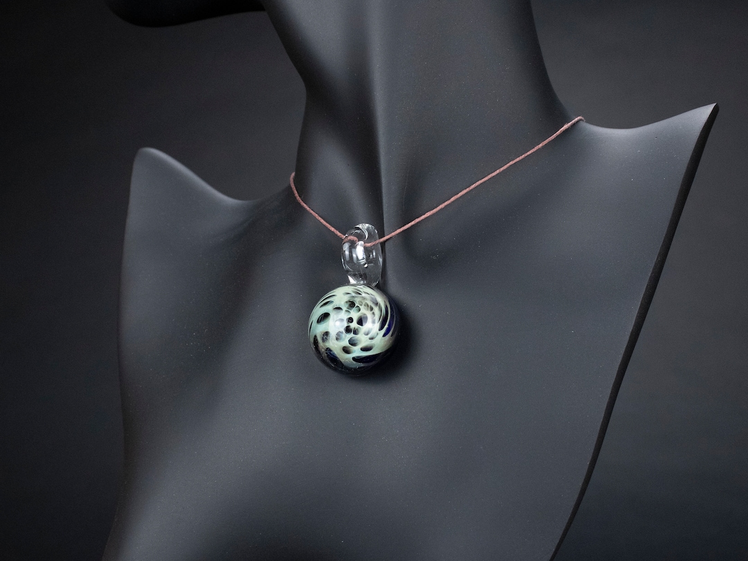 Handmade Glass Pendant Pure Silver Encased. silver Fuming - Etsy