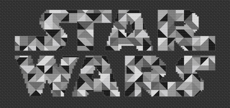 Star Wars Logo Geometric Grayscale Cross Stitch Chart - Etsy