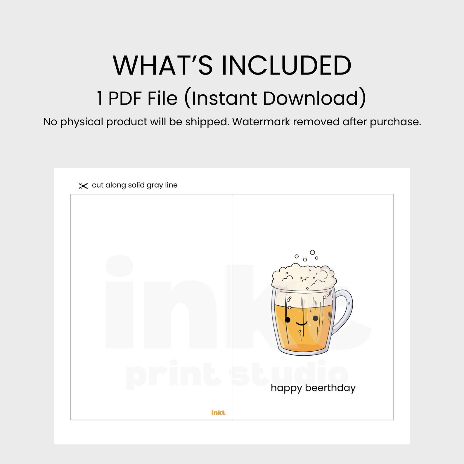 Printable Funny Beer Birthday Card - Beerthday Pun - Instant Digital ...