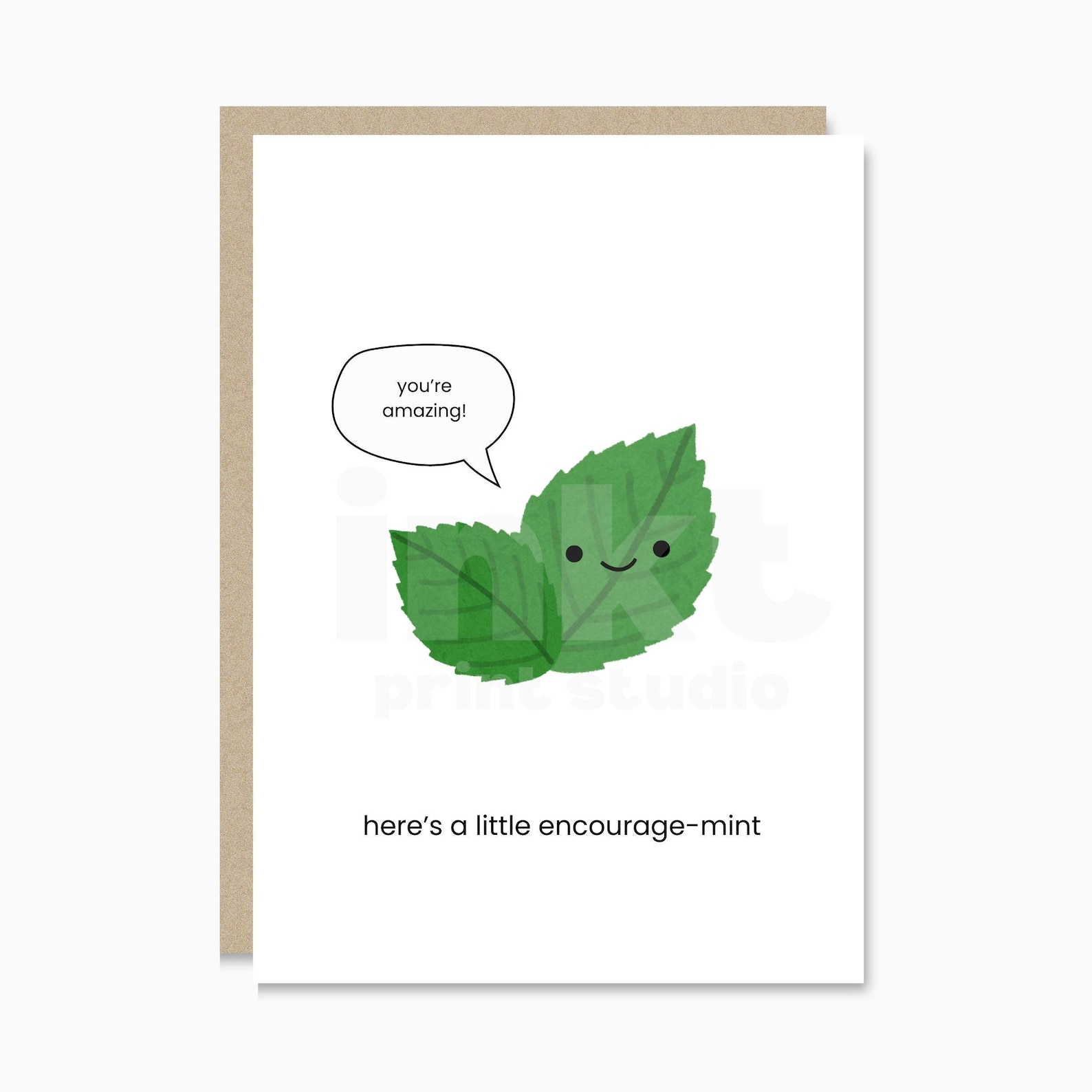 Printable Funny Uplifting Encouragement Card - Cute Smiling Mint Herbs ...
