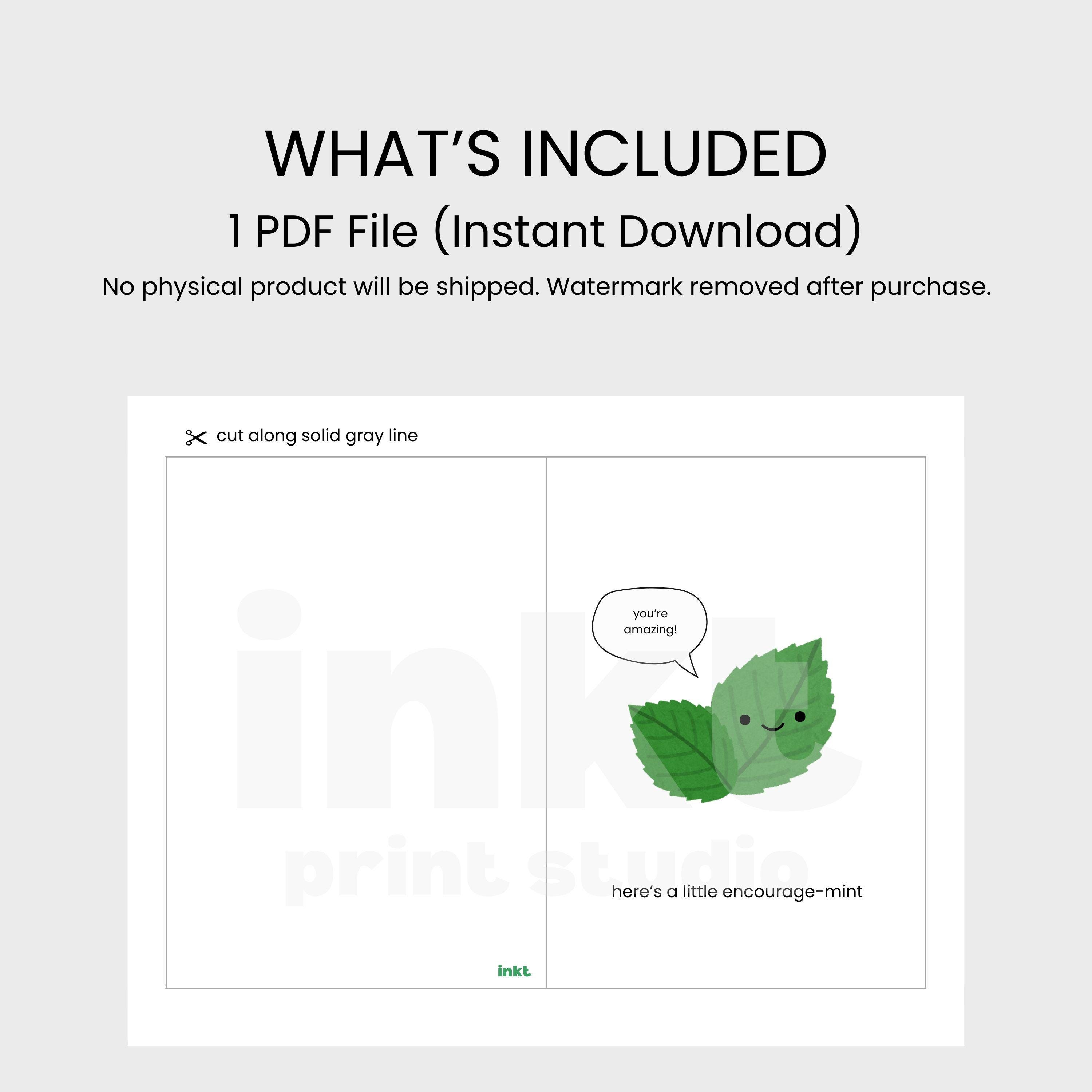 Printable Funny Uplifting Encouragement Card - Cute Smiling Mint Herbs ...