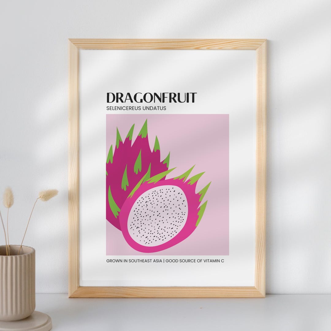 Retro-style Dragonfruit Poster - Mid-century Modern Printable Wall Art ...