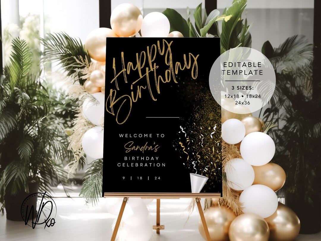 Happy Birthday Welcome Sign | Editable Template | Instant Download ...