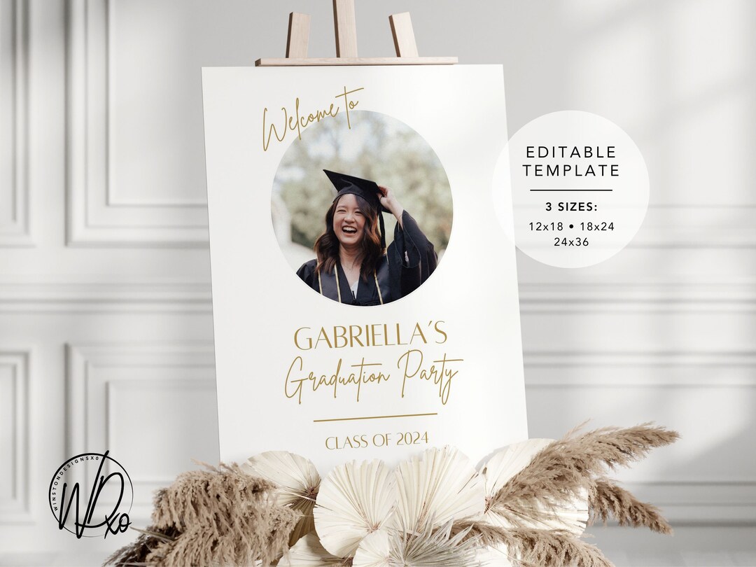 Graduation Party Welcome Sign With Photo | Editable Template | Instant ...