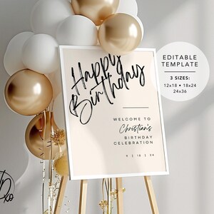 Happy Birthday Welcome Sign | Editable Template | Instant Download ...
