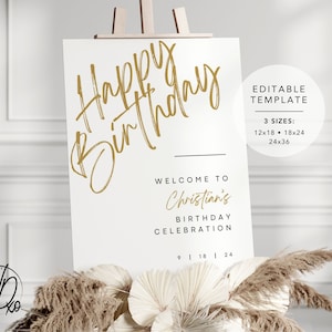 Happy Birthday Welcome Sign | Editable Template | Instant Download ...