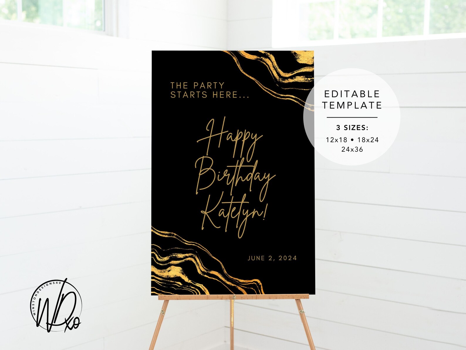 Birthday Party Welcome Sign | Editable Template | Instant Download ...
