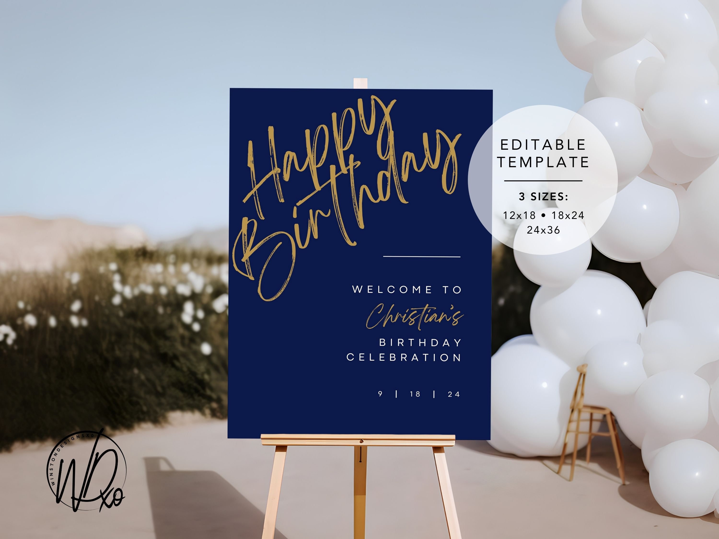 Happy Birthday Welcome Sign | Editable Template | Instant Download ...