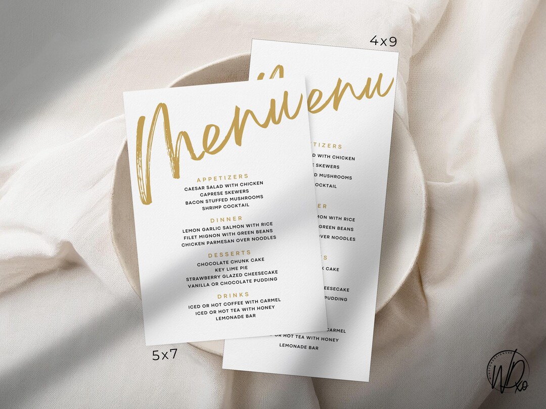 Menu White Gold | Editable Template | Instant Download | Edit FREE in ...