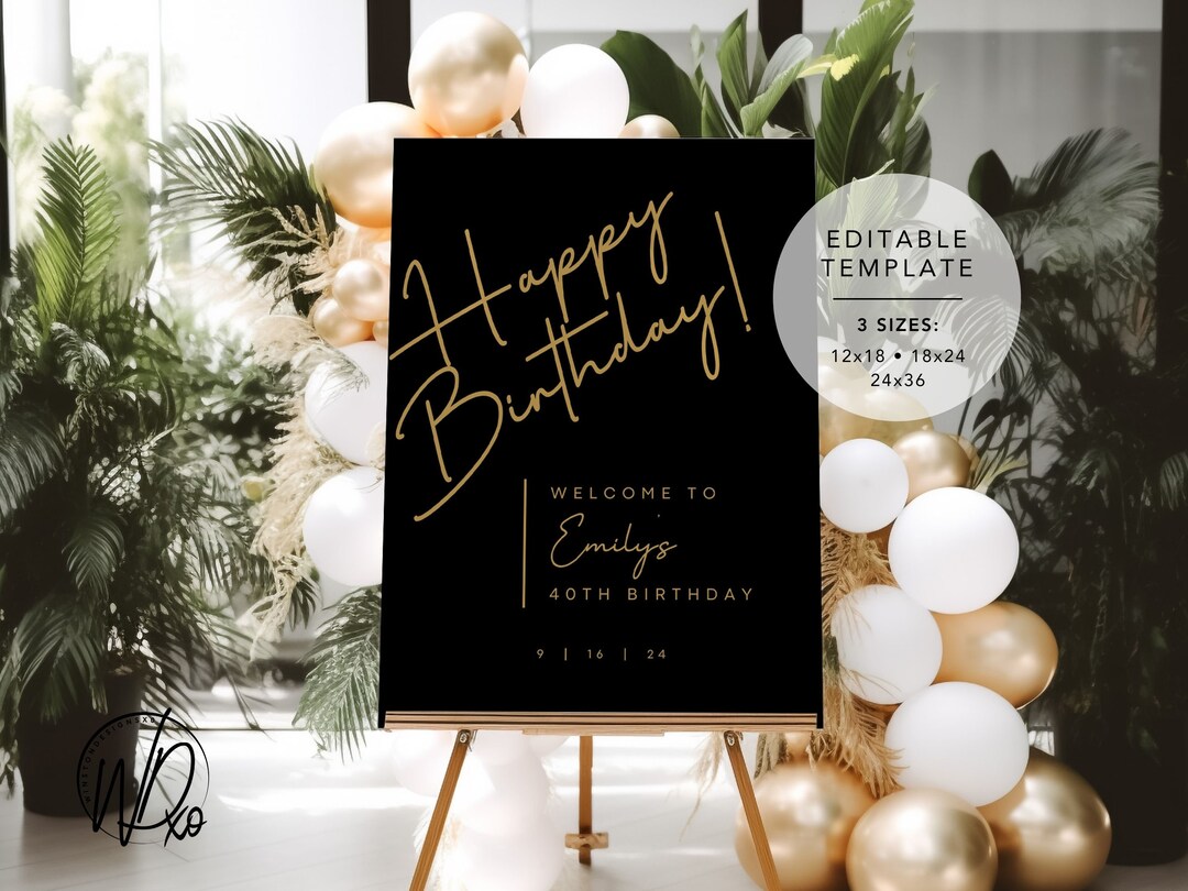 Happy Birthday Welcome Sign | Editable Template | Instant Download ...