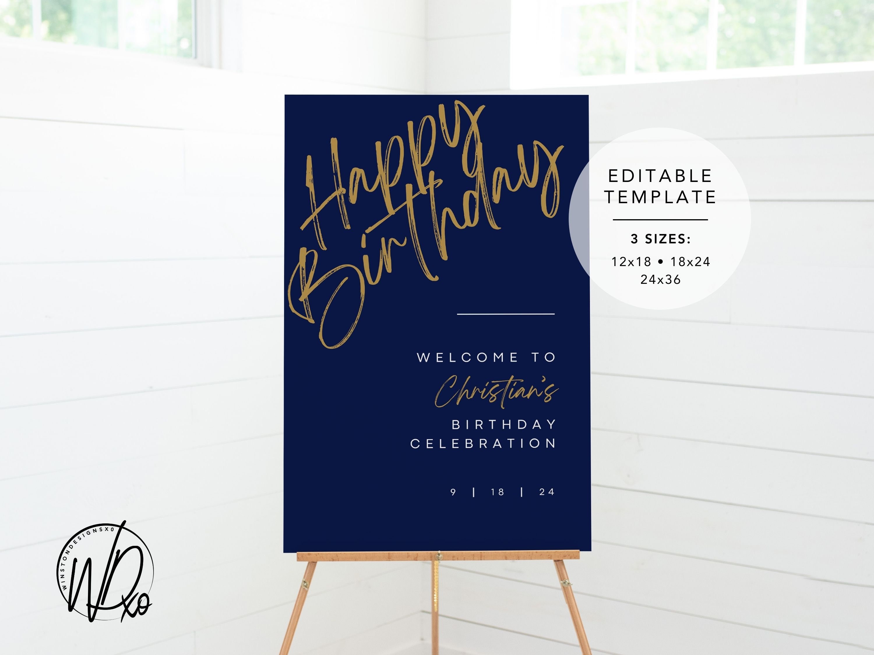 Happy Birthday Welcome Sign | Editable Template | Instant Download ...