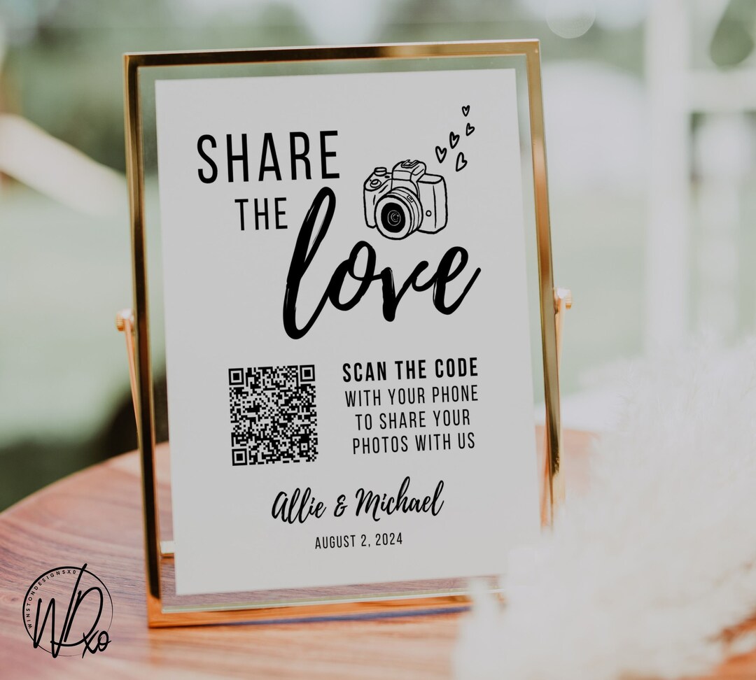Share the Love - QR Code | Wedding Sign Editable Template | Instant ...