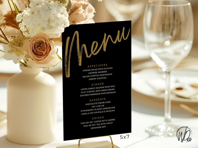 Menu Black Gold | Editable Template | Instant Download | Edit FREE in ...
