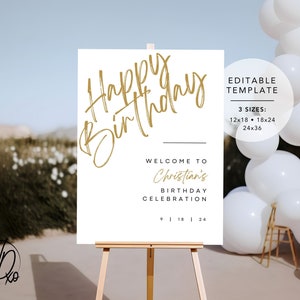 Happy Birthday Welcome Sign | Editable Template | Instant Download ...