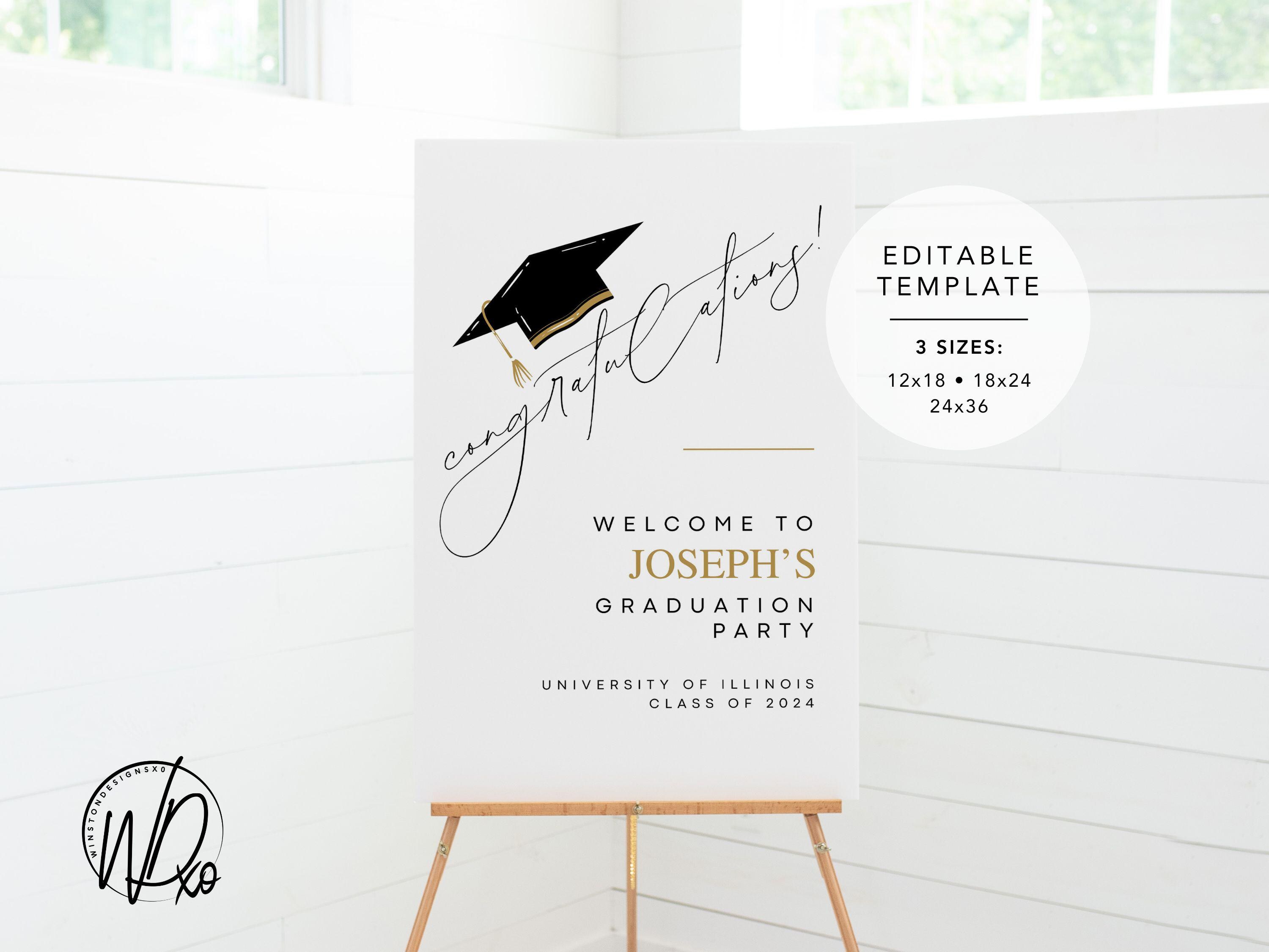 Graduation Party Welcome Sign | Editable Template | Instant Download ...