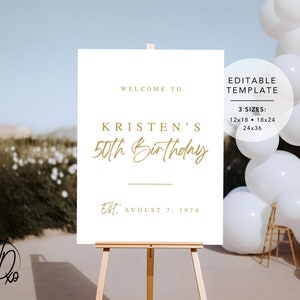 Birthday Party Welcome Sign | Editable Template | Instant Download ...