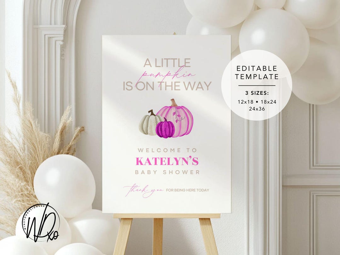 Fall Themed Baby Shower Welcome Sign | Editable Template | Instant ...