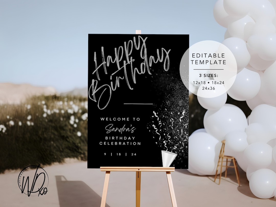 Happy Birthday Welcome Sign | Editable Template | Instant Download ...