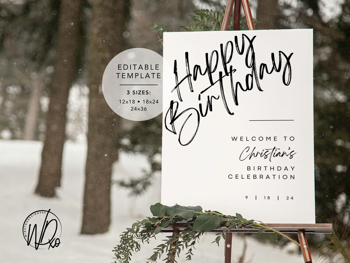 Happy Birthday Welcome Sign | Editable Template | Instant Download ...
