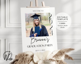 Graduation Party Welcome Sign Editable Template Instant Download Edit ...