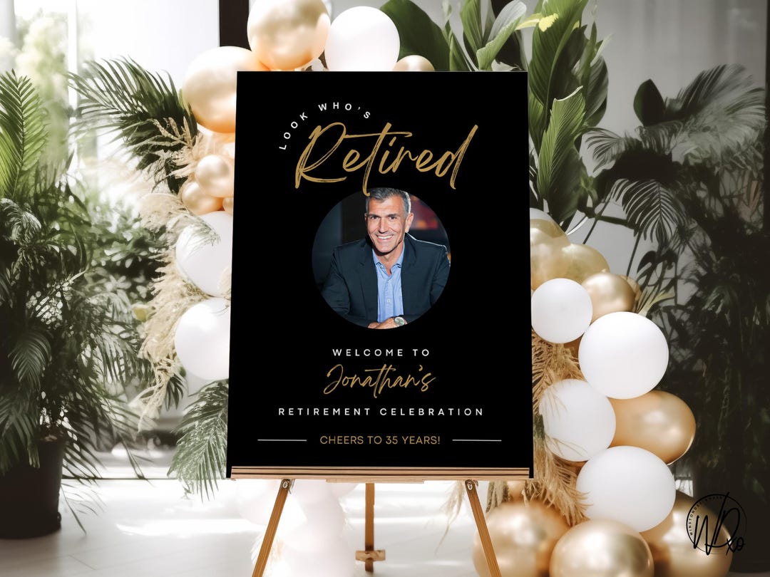 Retirement Welcome Sign With Photo | Editable Template | Instant ...