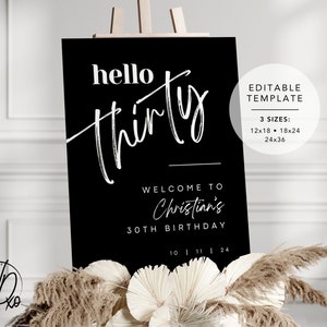 30th Birthday Welcome Sign | Editable Template | Instant Download ...