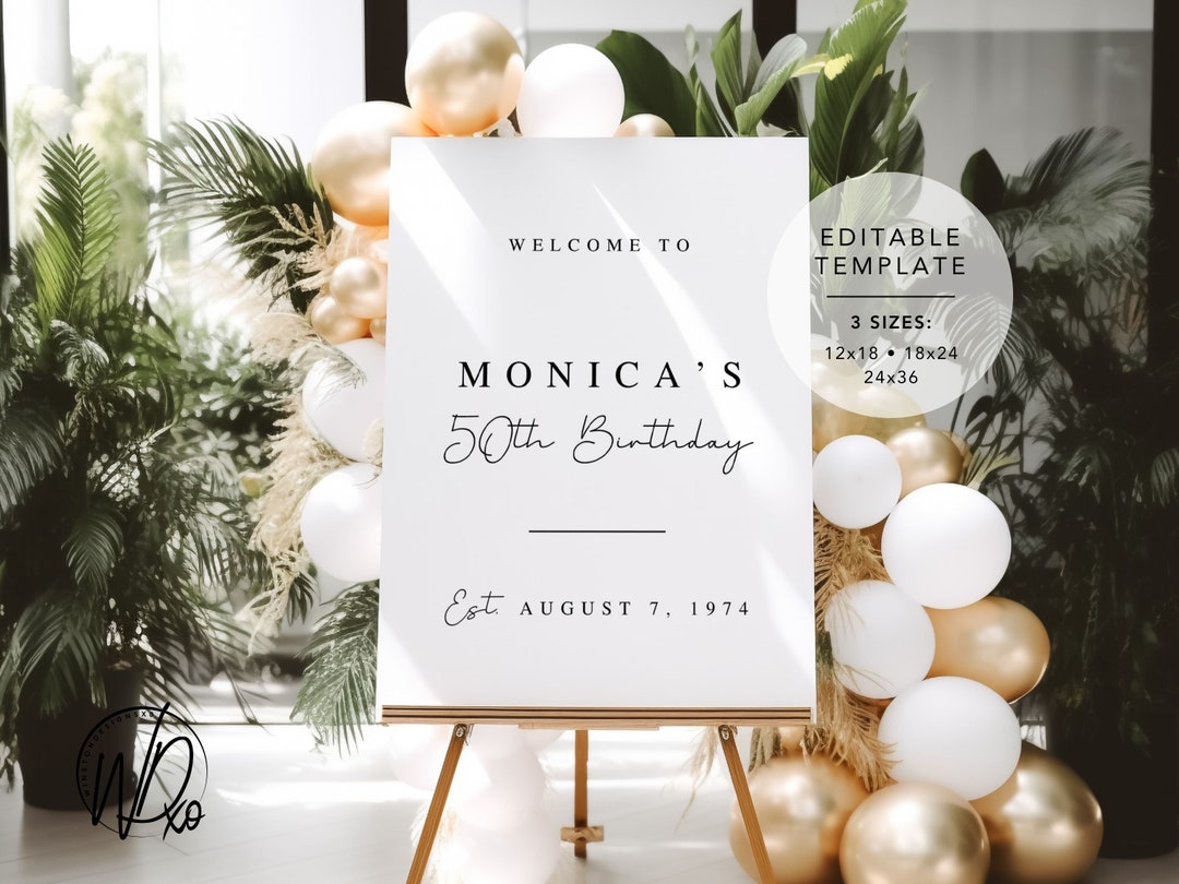 Birthday Party Welcome Sign | Editable Template | Instant Download ...