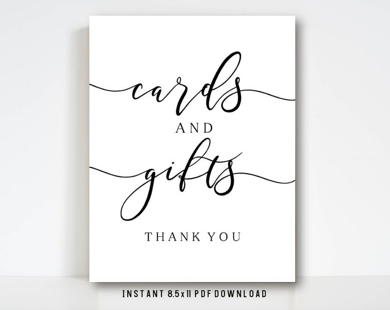 Cards and Gifts Thank You PRINTABLE SIGN Instant Download - Etsy