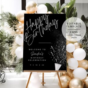 Happy Birthday Welcome Sign | Editable Template | Instant Download ...